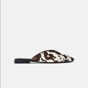 Zara | Shoes | Zara Cow Print Leather Mules | Poshmark